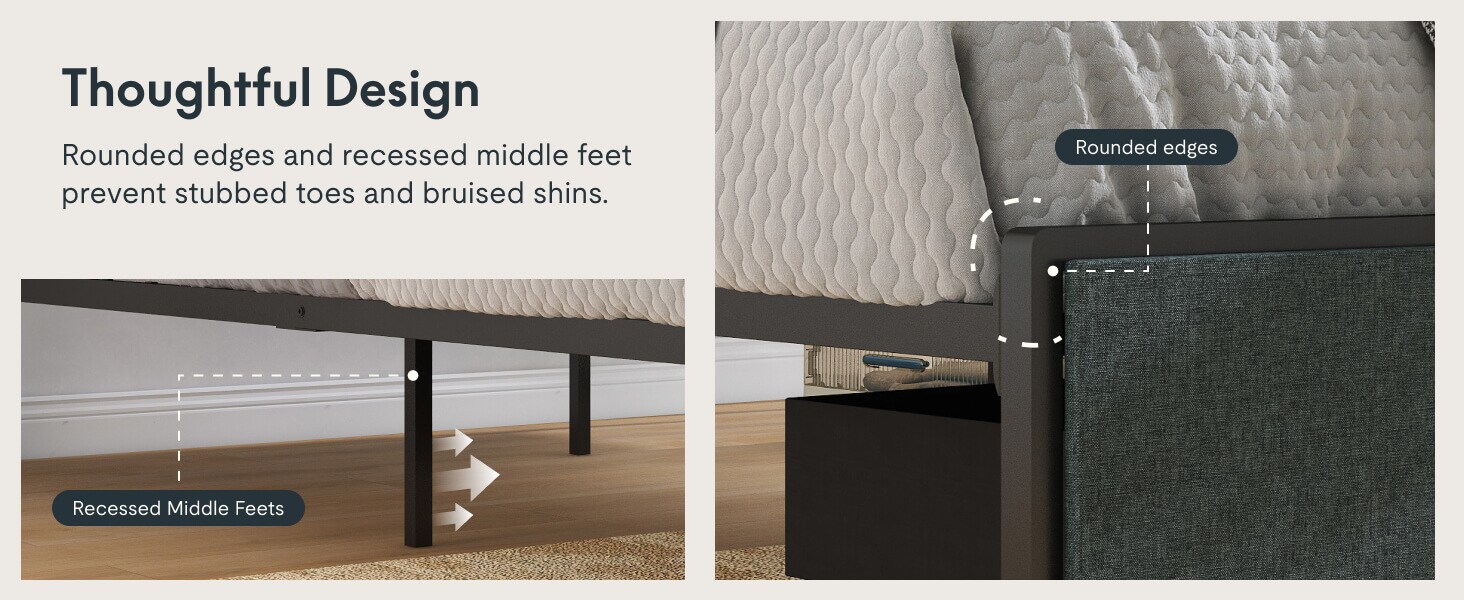 BF5 Metal Bed Frame | Storage Headboard with Charging Station | Flexispot