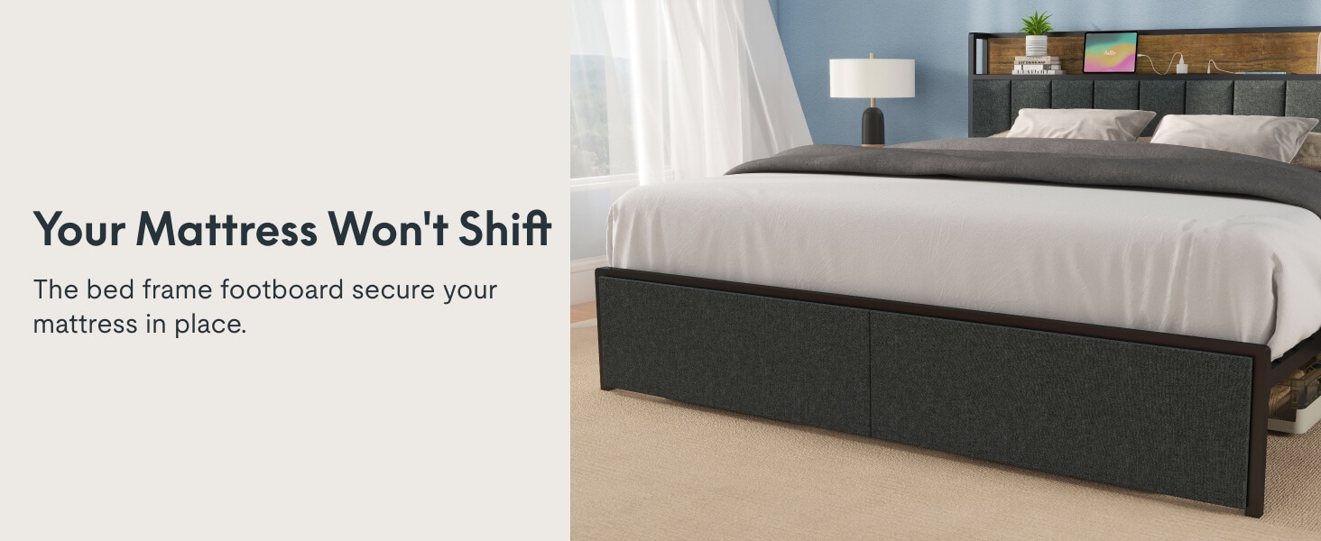 BF5 Metal Bed Frame | Storage Headboard with Charging Station | Flexispot