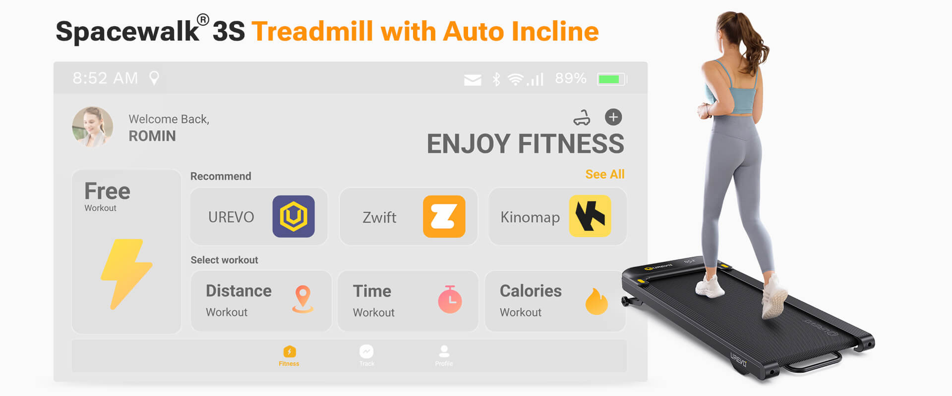 Spacewalk 3S Auto Incline Walking Treadmill with Smart APP Control | FlexiSpot